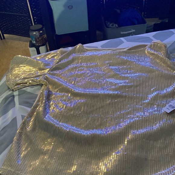 Tops | Nyc Sequin Top Gold | Poshmark